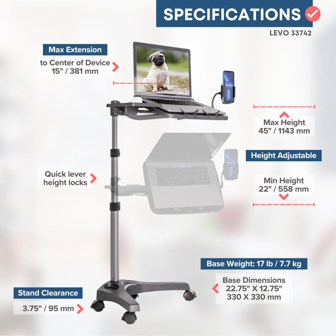 Rolling Laptop Cart – G2 V16 by LEVO for Laptops