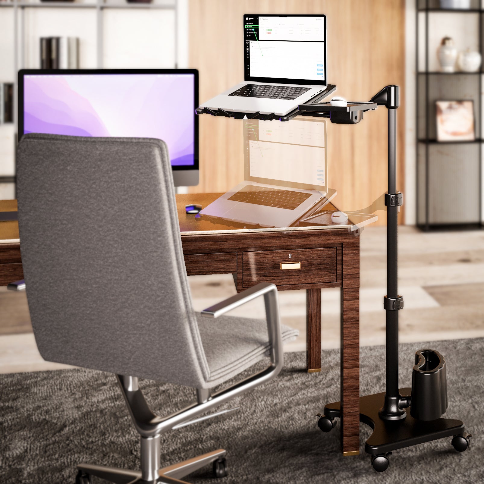 Rolling Laptop Workstation Stand by LEVO - Portable Design